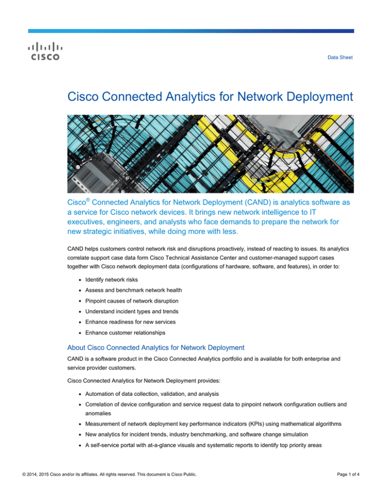 Cisco Connected Analytics for Network Deployment Cisco Connected Analytics for Network Deployment