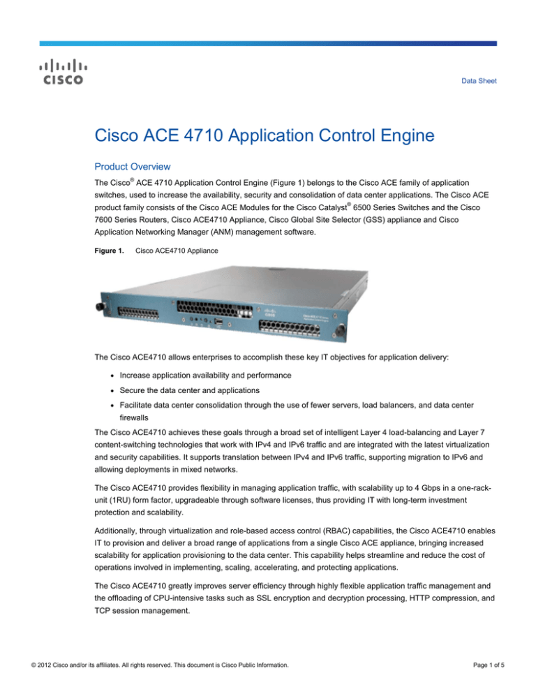 Cisco ACE 4710 Application Control Engine Product Overview
