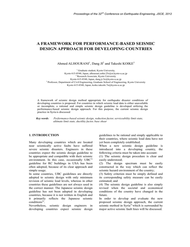 A FRAMEWORK FOR PERFORMANCE-BASED SEISMIC DESIGN APPROACH FOR ...