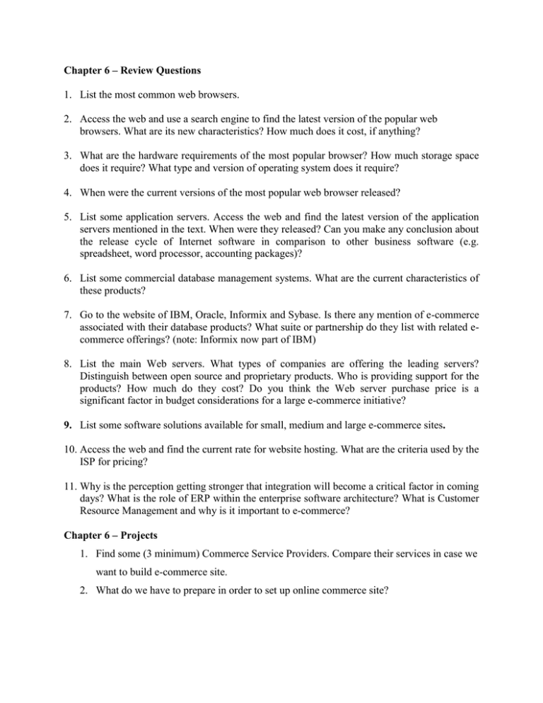 E-commerce Review Questions & Projects