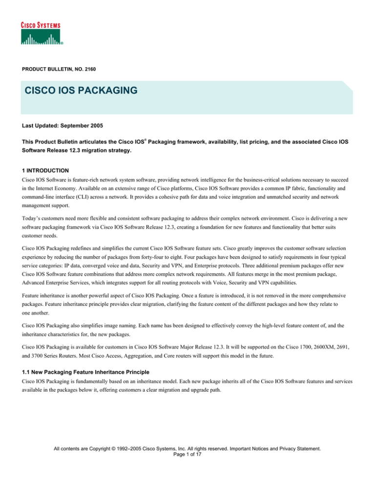 CISCO IOS PACKAGING