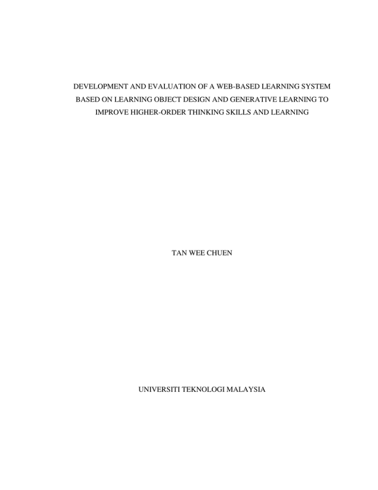 DEVELOPMENT AND EVALUATION OF A WEB-BASED LEARNING SYSTEM