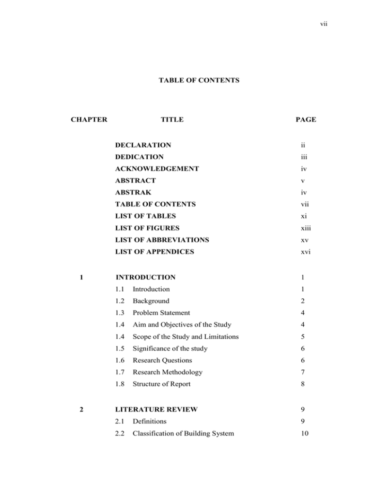 TABLE OF CONTENTS CHAPTER TITLE
