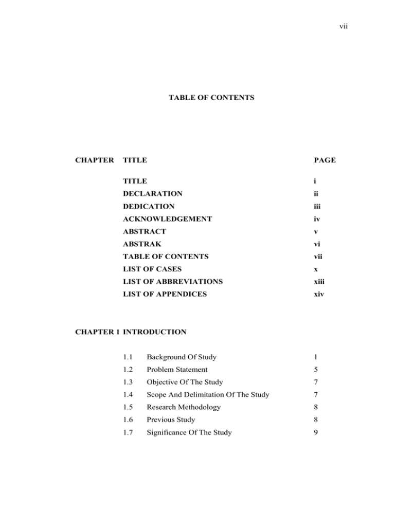 vii TABLE OF CONTENTS CHAPTER