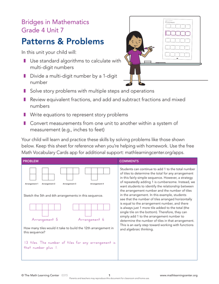 4th Grade Math: Patterns & Problems Worksheet