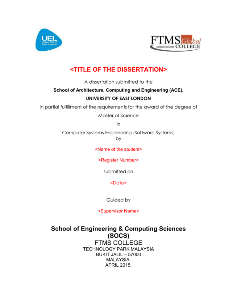 Computer Systems Engineering Dissertation Cover Page