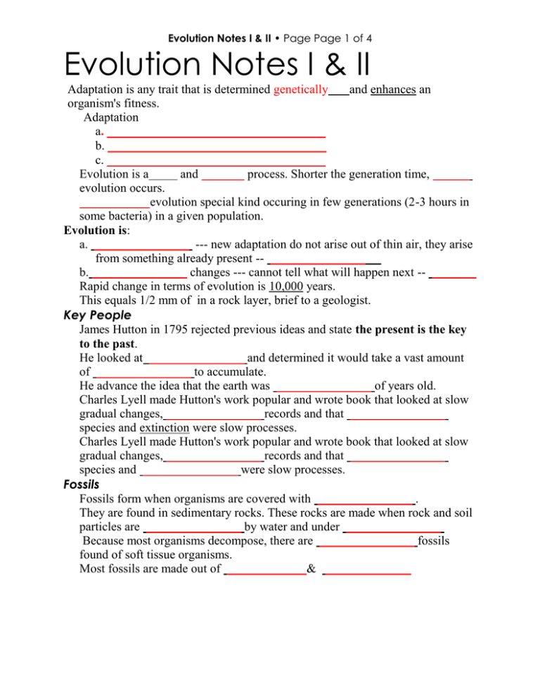 Evolution Notes I II