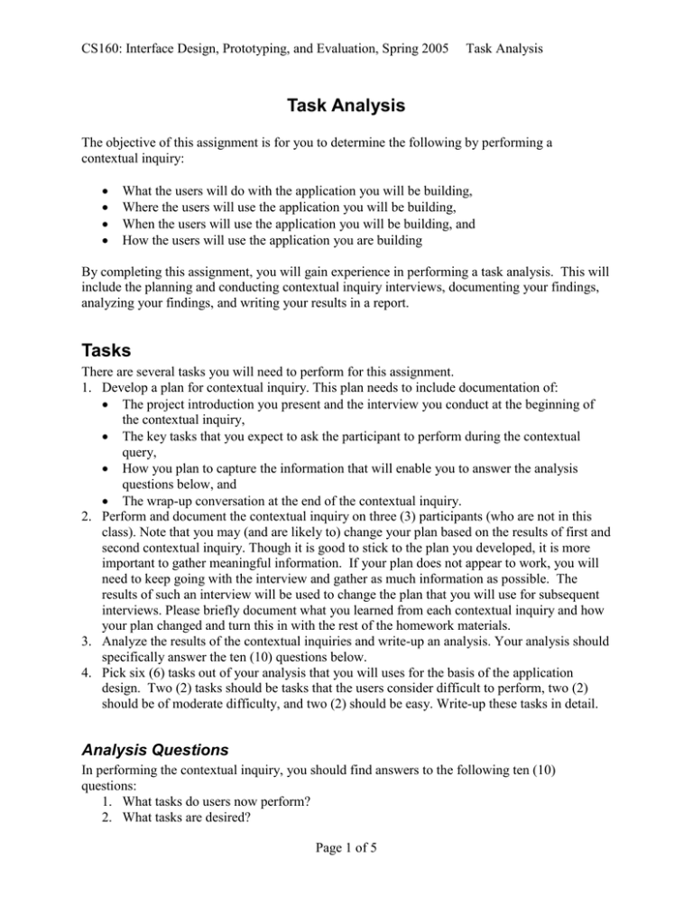 Task Analysis