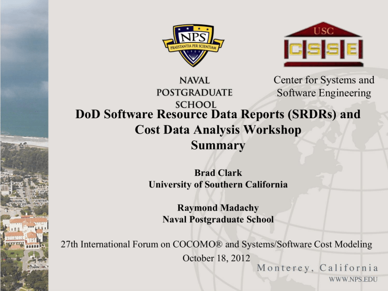 DoD Software Resource Data Reports (SRDRs) and Cost Data Analysis ...