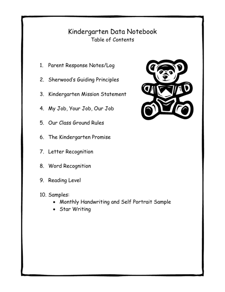 Kindergarten Data Notebook: Goals, Rules, & Progress