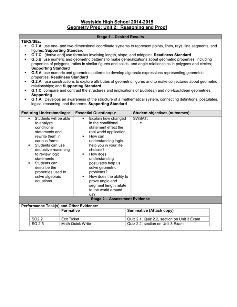 Geometry Reasoning & Proof: High School Lesson Plan