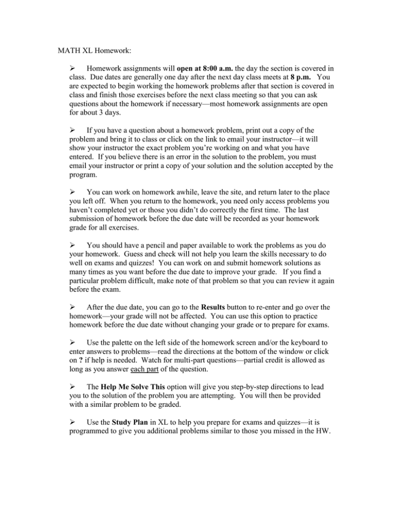 Information about MathXL