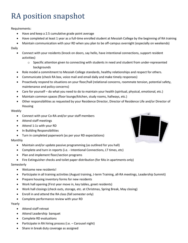 RA position snapshot