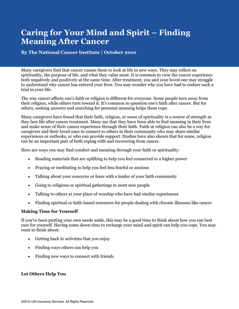 Caring for Your Mind Spirit