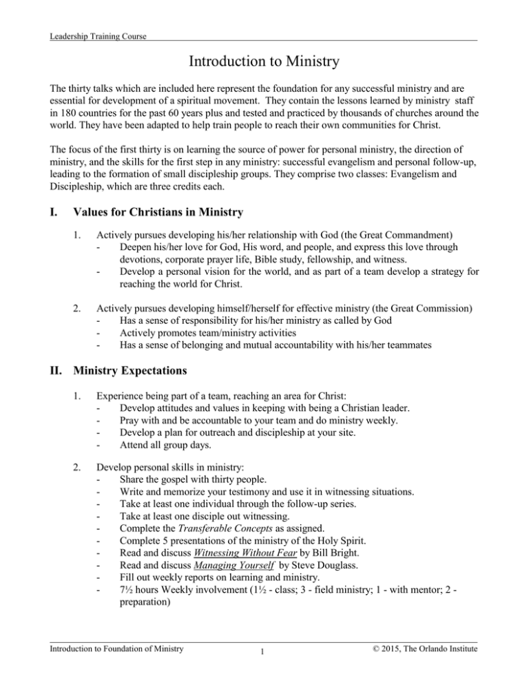 Introduction to Ministry