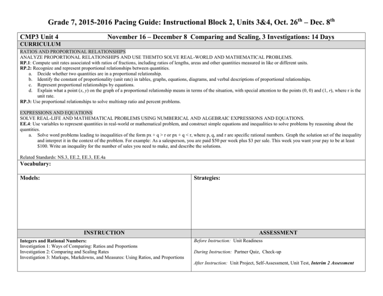 Grade 7 Pacing Guide Block 2 Unit 4