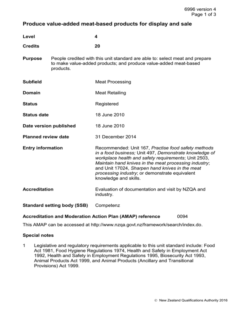 Produce value-added meat-based products for display and sale
