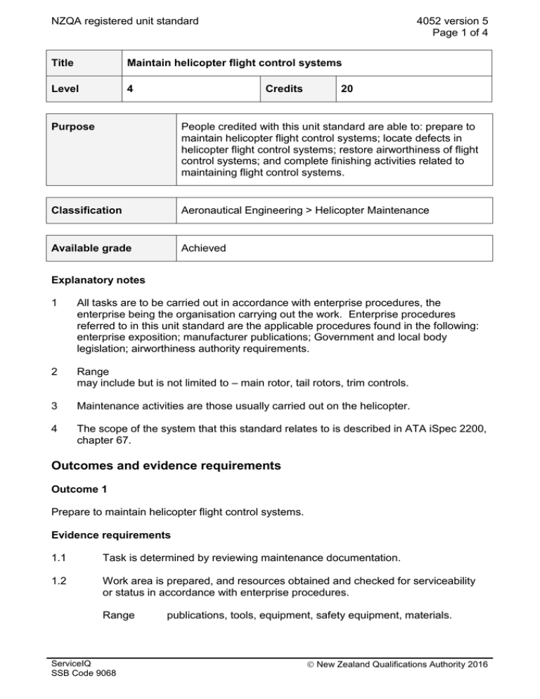NZQA registered unit standard 4052 version 5 Page 1 of 4