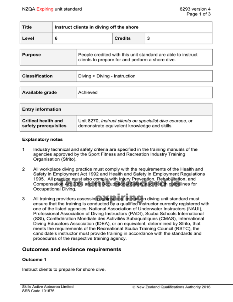 NZQA unit standard 8293 version 4