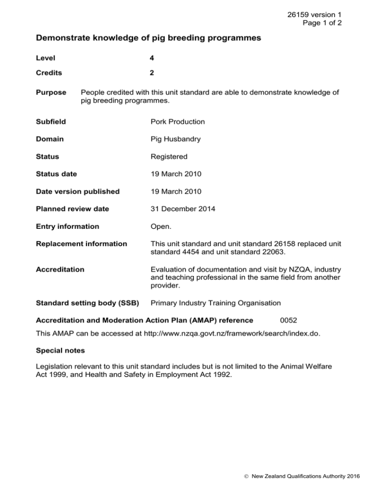 Demonstrate knowledge of pig breeding programmes