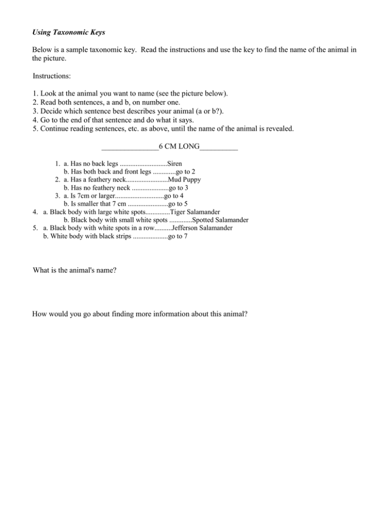 How to Use a Taxonomic Key