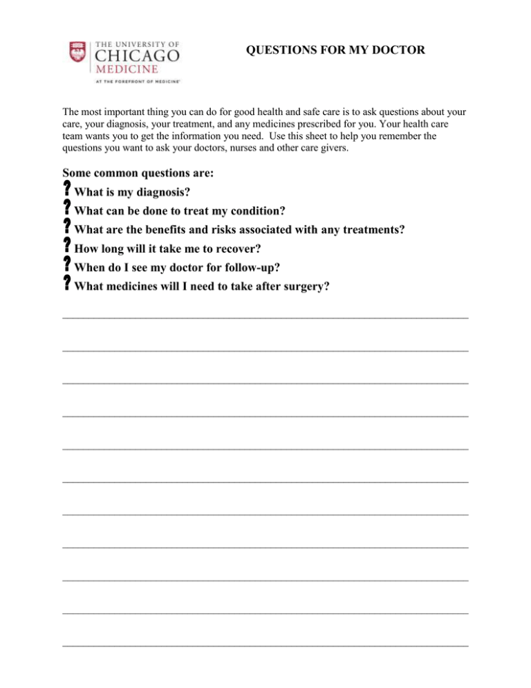 Questions for Your Doctor: Patient Guide