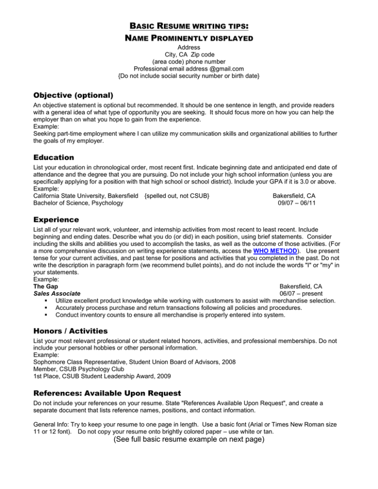 Resume Writing Tips: Guide & Example