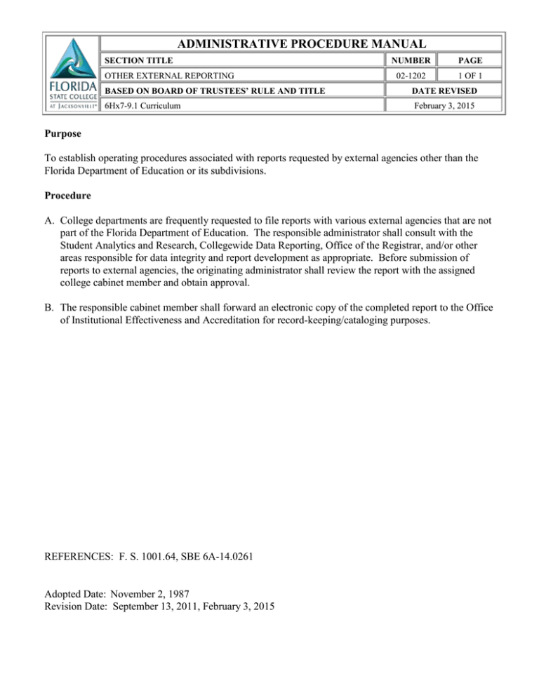 ADMINISTRATIVE PROCEDURE MANUAL