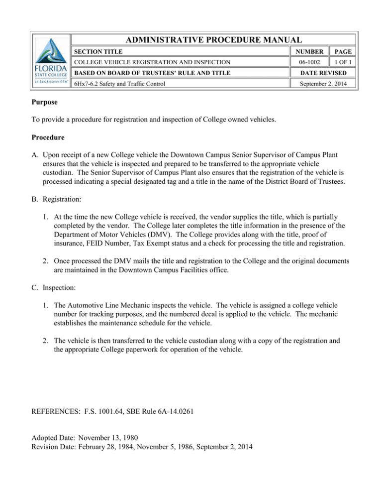 ADMINISTRATIVE PROCEDURE MANUAL