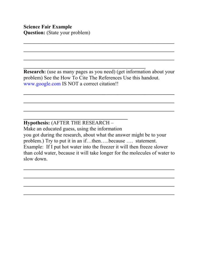Science Fair Example