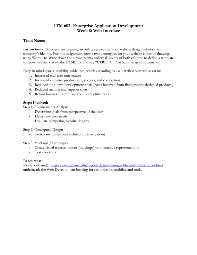 Web Interface Design Assignment: ITM 602