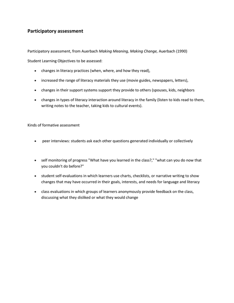 Participatory assessment