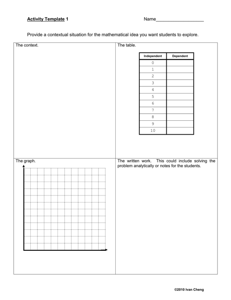 Math Activity Templates