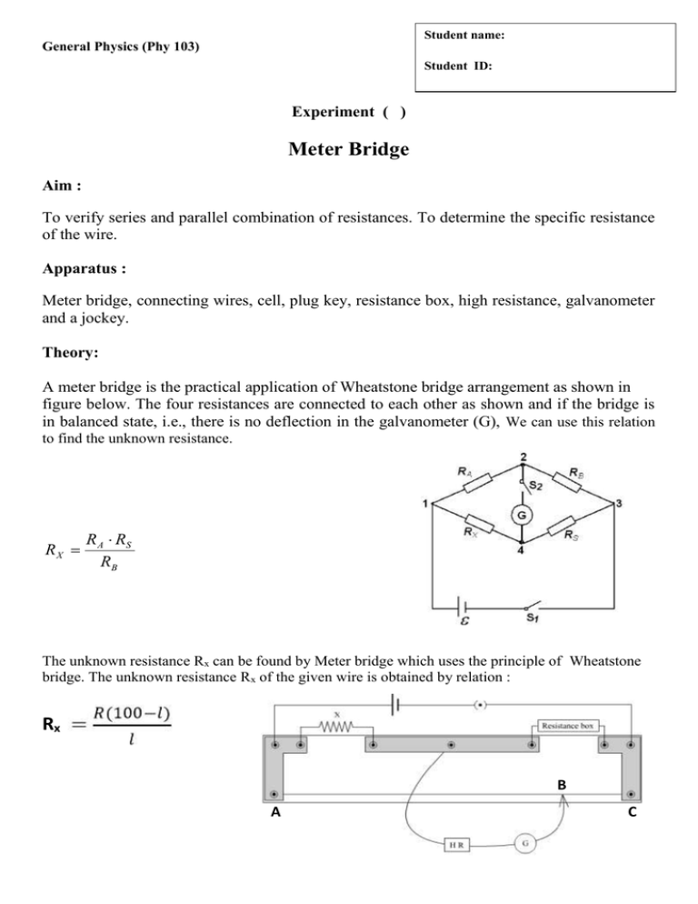 Meter Bridge Experiment: Physics Lab Report