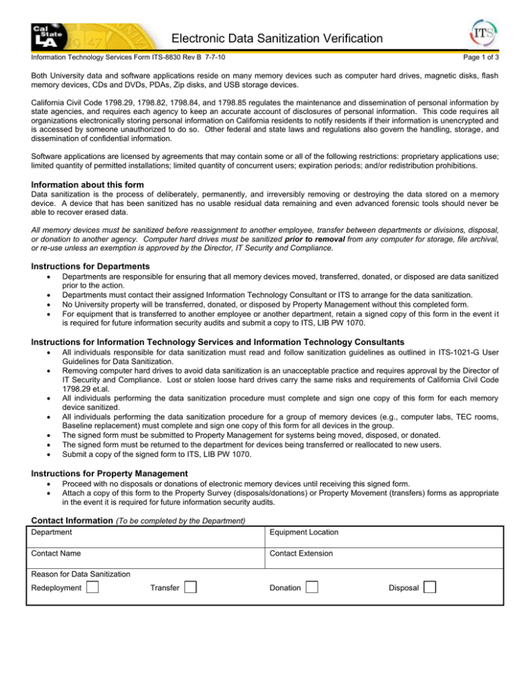 Electronic Data Sanitization Verfication