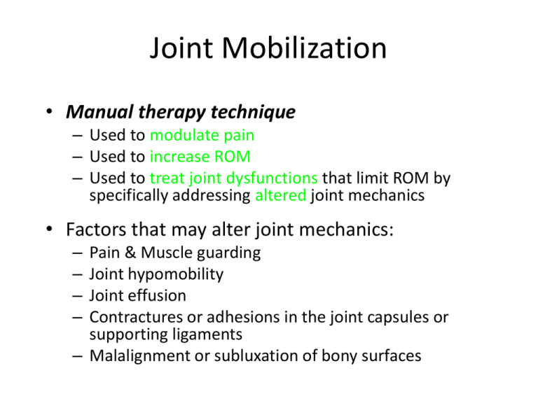 Joint Mobilization Techniques: A Physical Therapy Overview