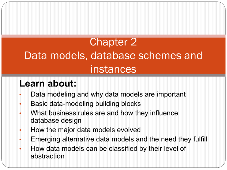 Data Models, Database Schemas & Instances