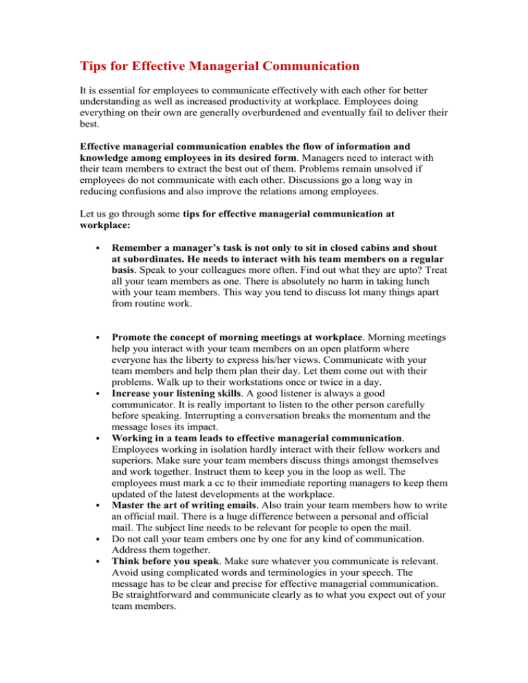 Tips for Effective Managerial Communication