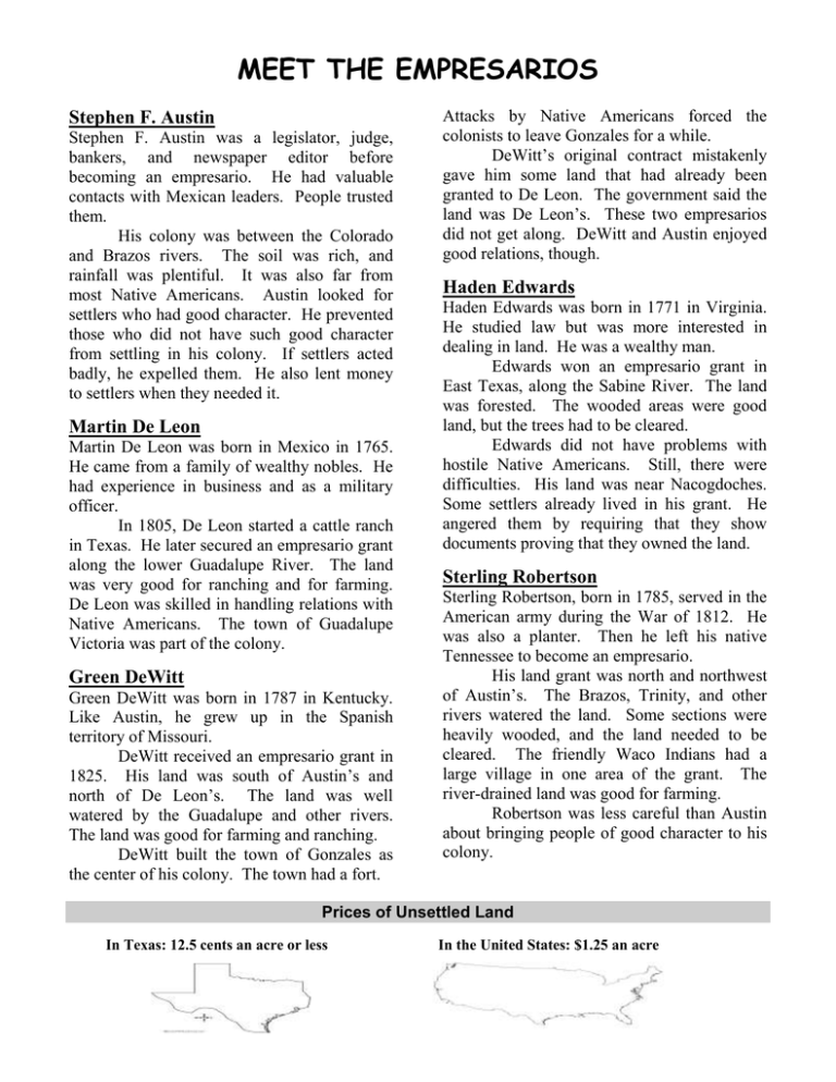 Meet the Empresario handout