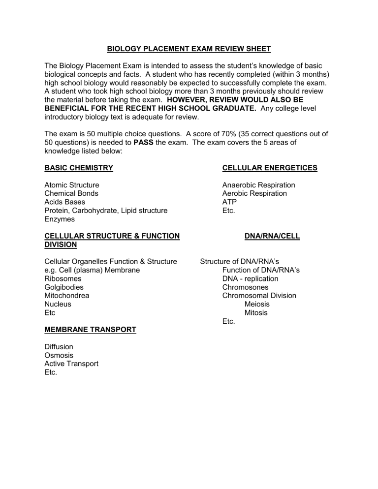 BIOLOGY_PLACEMENT_EXAM_REVIEW_SHEET.doc