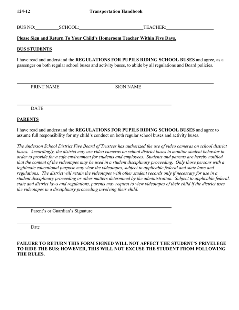 Rules And Regulations For Bus Riders