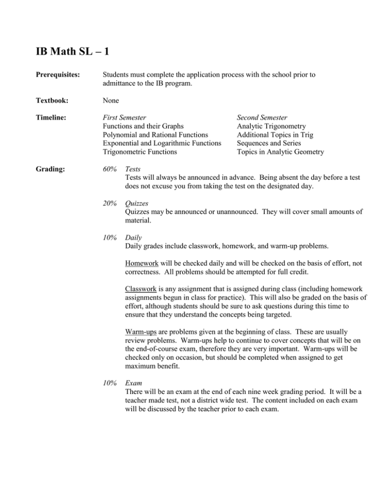 More Detailed Syllabus