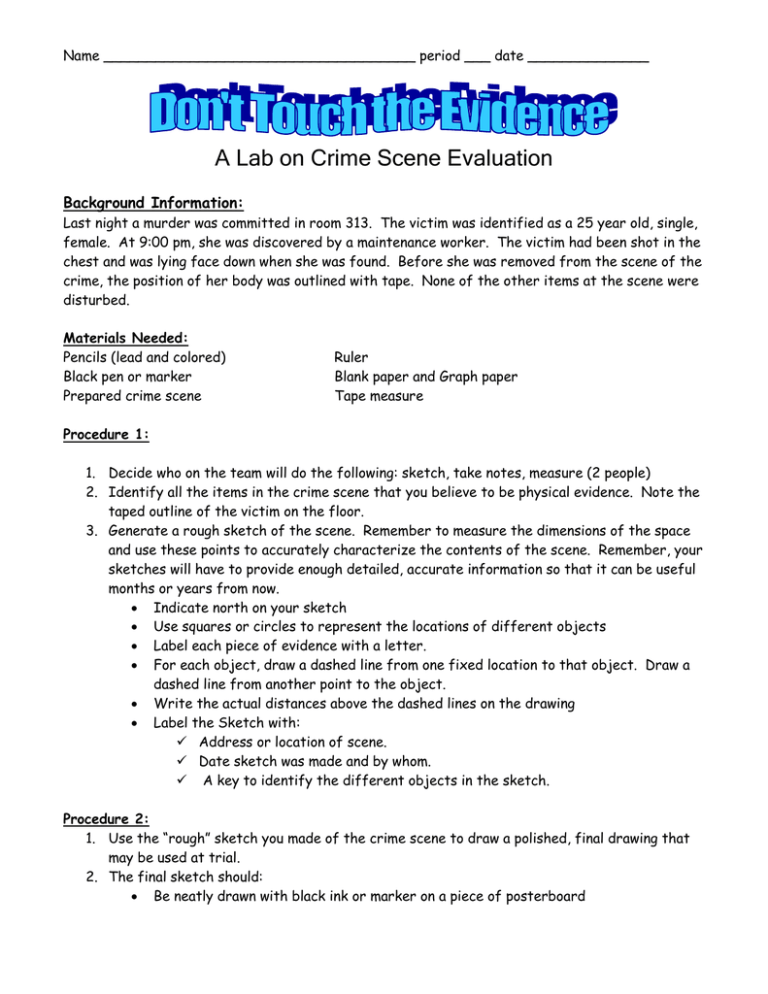 Crime Scene Evaluation Lab Worksheet