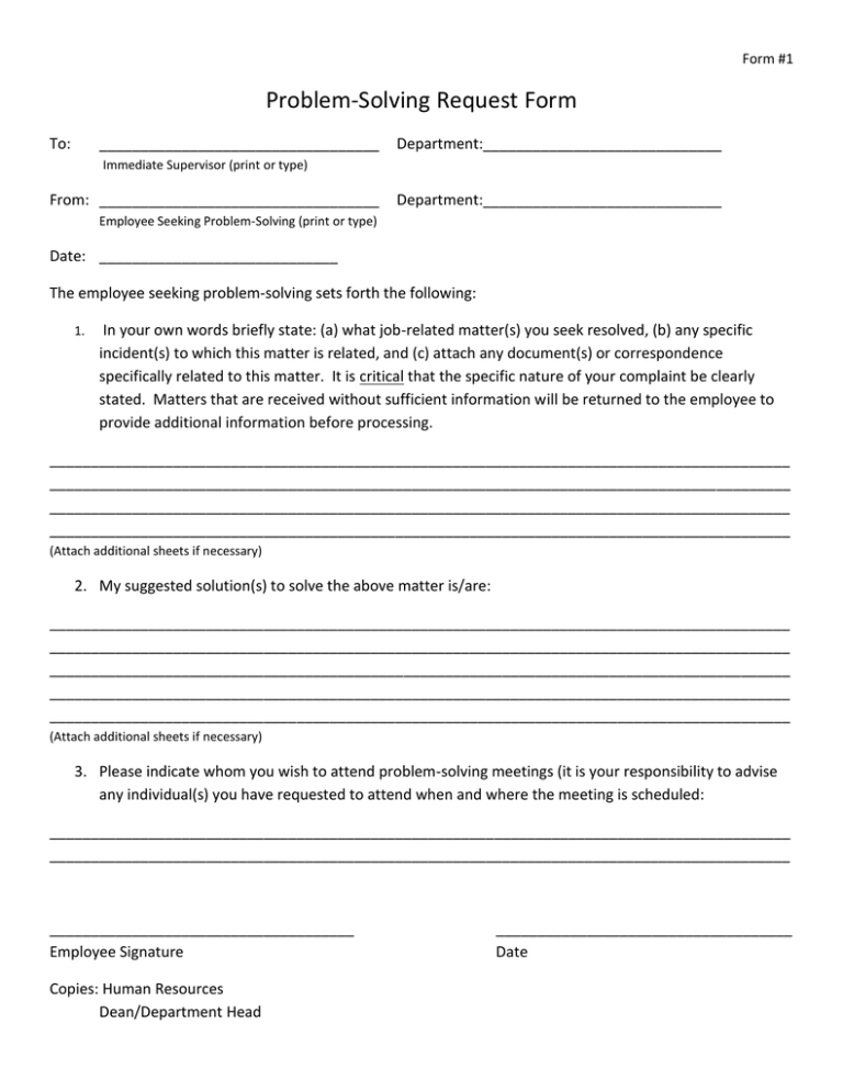 Problem-Solving Request Form for Employees