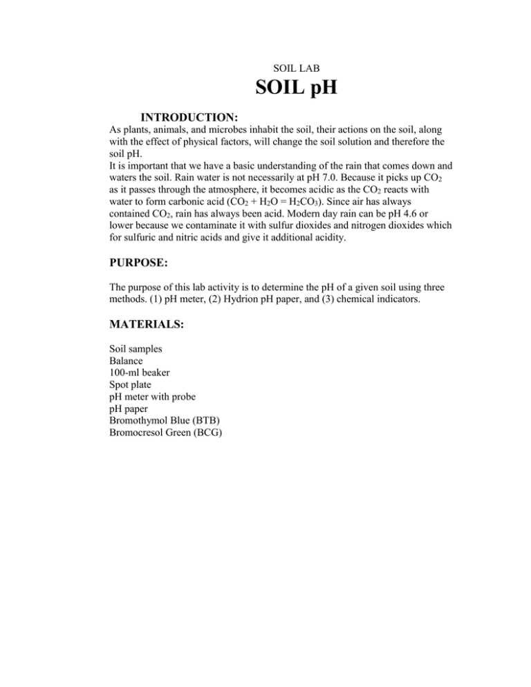 Soil pH Lab: Measuring Soil Acidity & Alkalinity