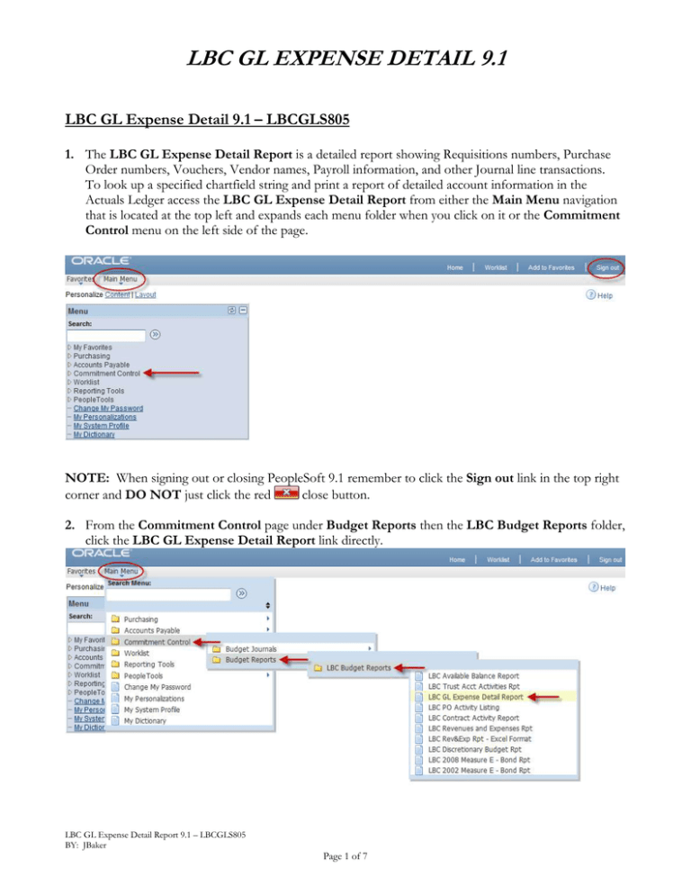 LBC GL Expense Detail