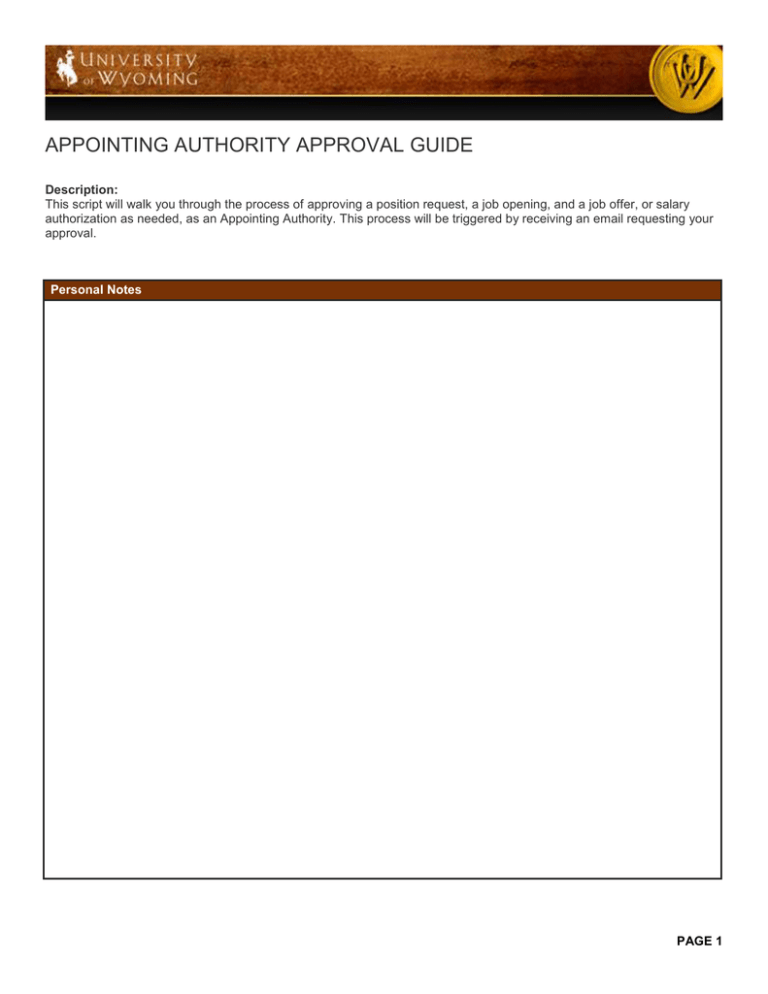 UW Appointing Authority Approval Guide