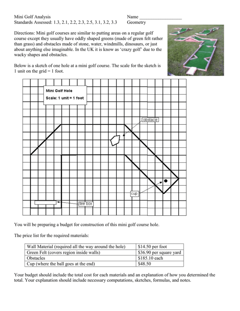 Mini Golf Geometry Project: Budget & Design