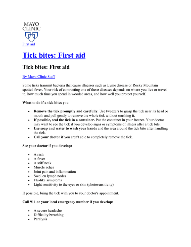 Tick bites: First aid