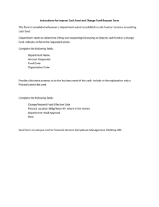 Imprest Cash Funds and Change Funds PRR